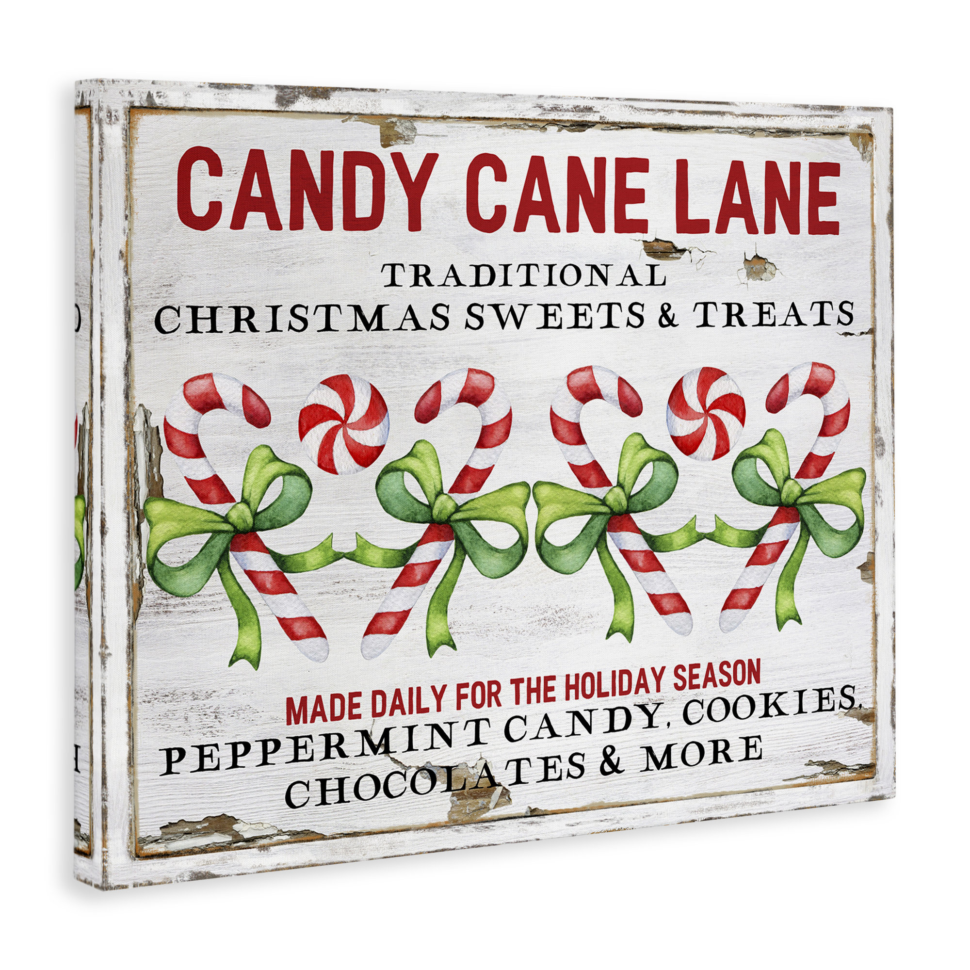 August Grove® Candy Cane Lane Sign Canvas Wall Art by Creatif Belle ...