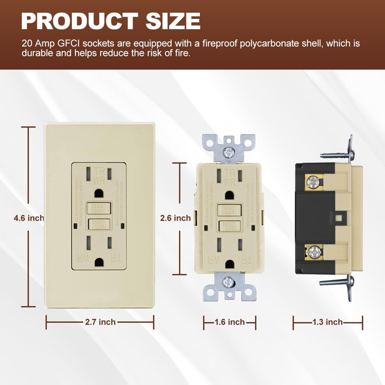 EZsport GFCI Outlet WR,TR 15A,Ivory Self Testing Weather Resistant ...
