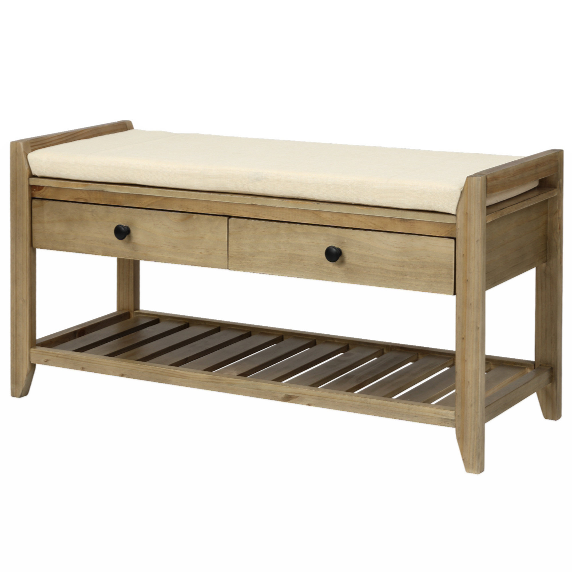 Red Barrel Studio® Leatham Solid Wood Upholstered Storage Bench | Wayfair