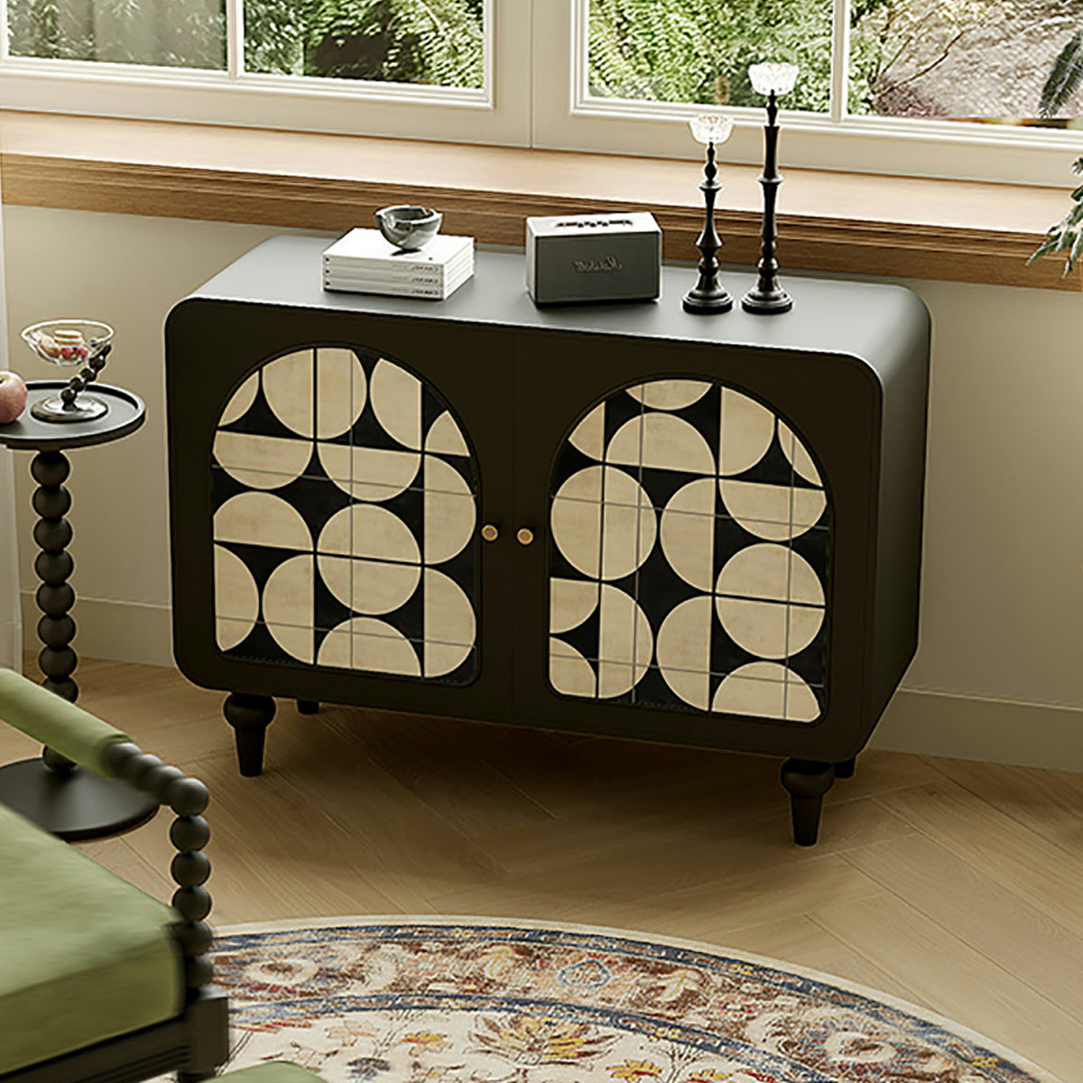 Ruthber Solutions French cream style geometry pattern decor cabinet ...