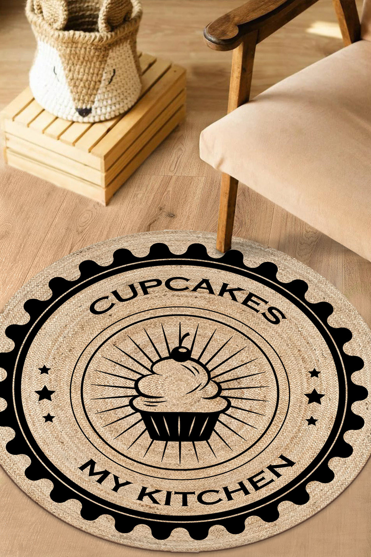 East Urban Home Round Odalys Machine Made Machine Woven Jute Area Rug ...