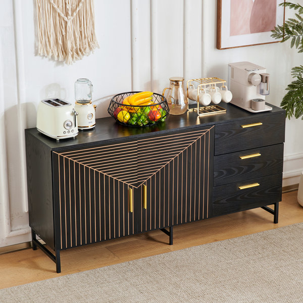 Millwood Pines Modern 61" W 2-DoorSideboard Buffet TV Stand with 3 ...