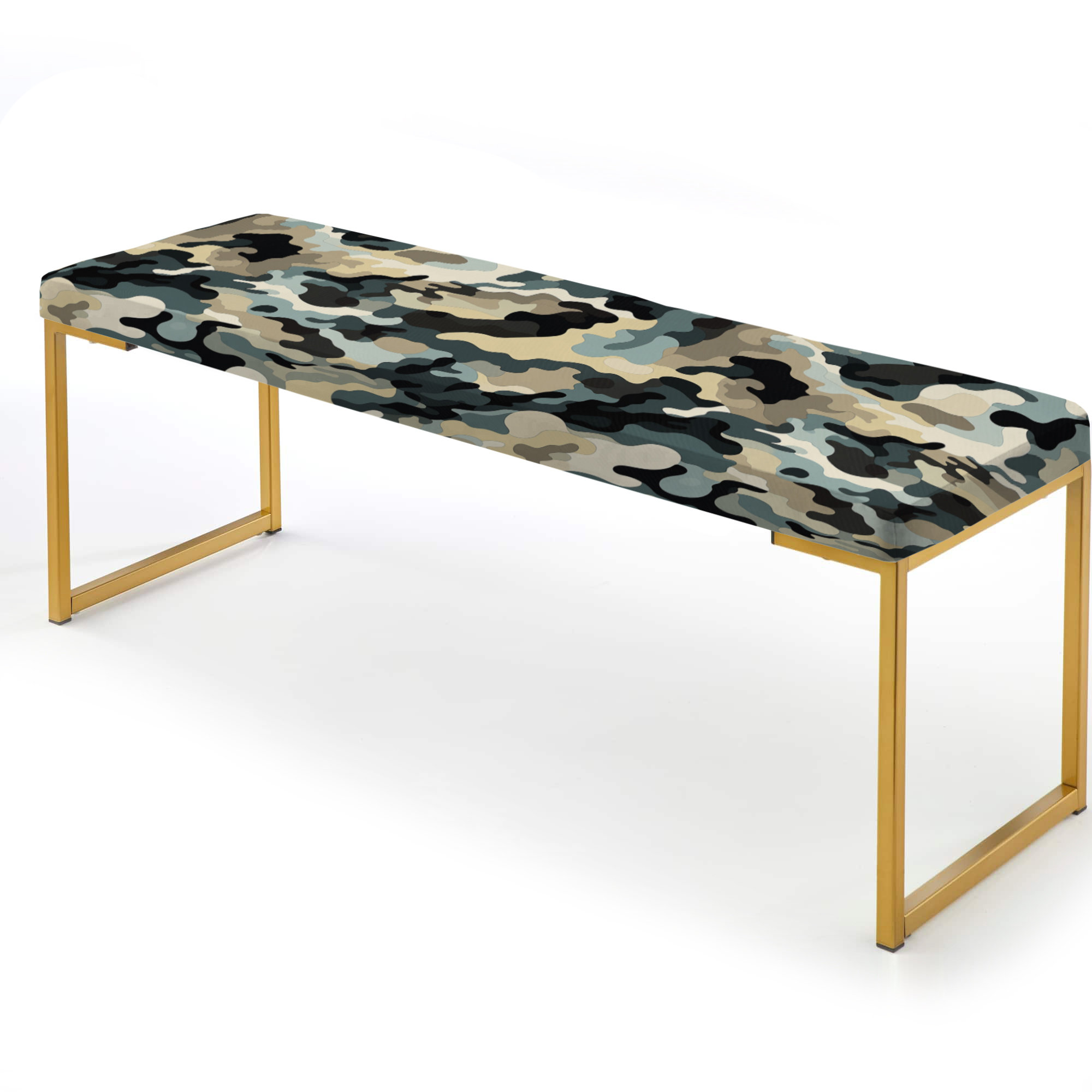 Design Art Industrial Fusion - Camouflage Upholstered Gold Bench | Wayfair