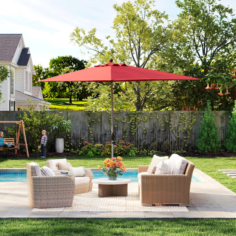 Arlmont & Co. Rectangle Market Umbrella with Center Pole | Wayfair