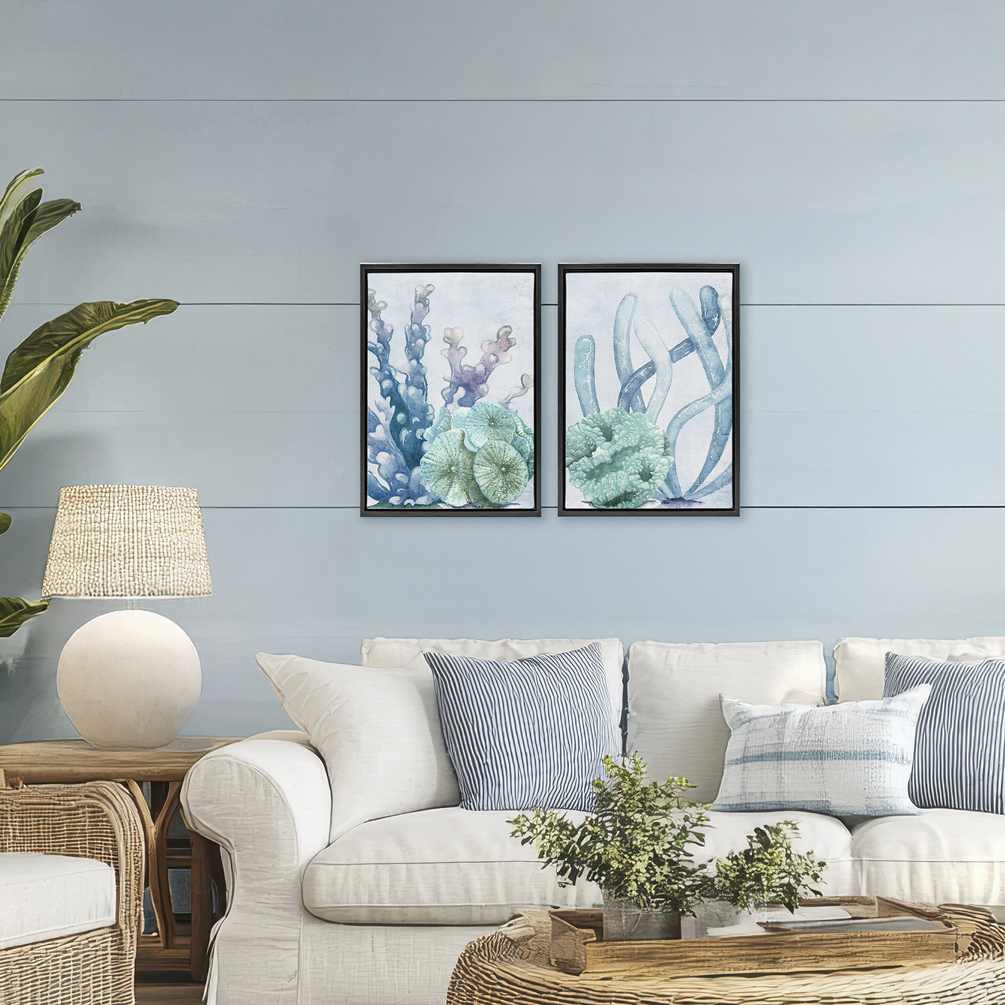 Dovecove Coral Days Ocean Pastels 2pc Floating Frame Set, design by Kim ...