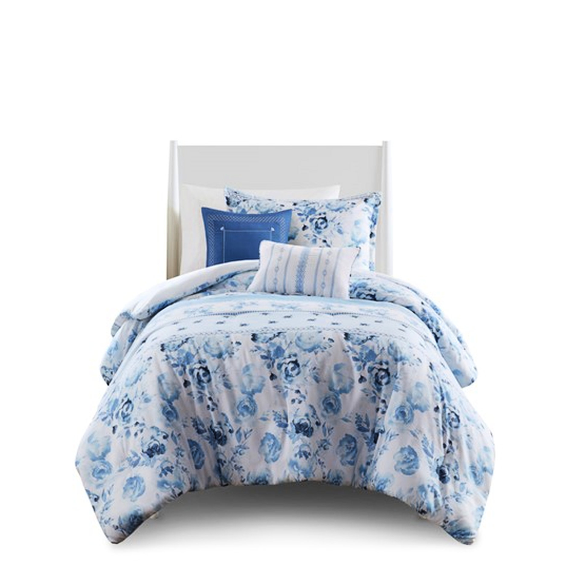 Kivaritio Full/queen Comforter With Floral Stripes, Filling, 2 Shams ...