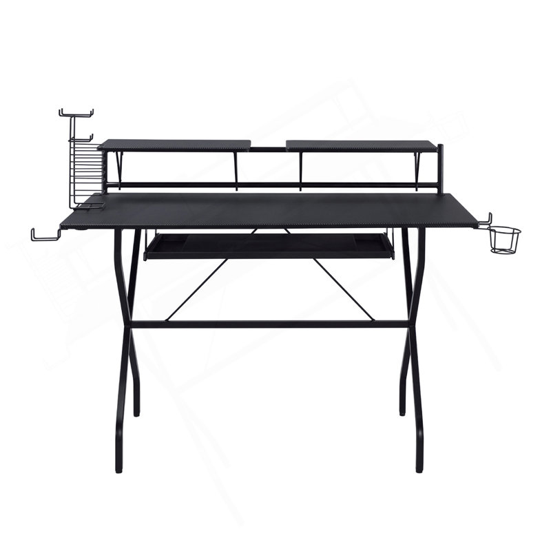 Mr Hua Rectangular Computer Desk With Keyboard Tray, Black | Wayfair