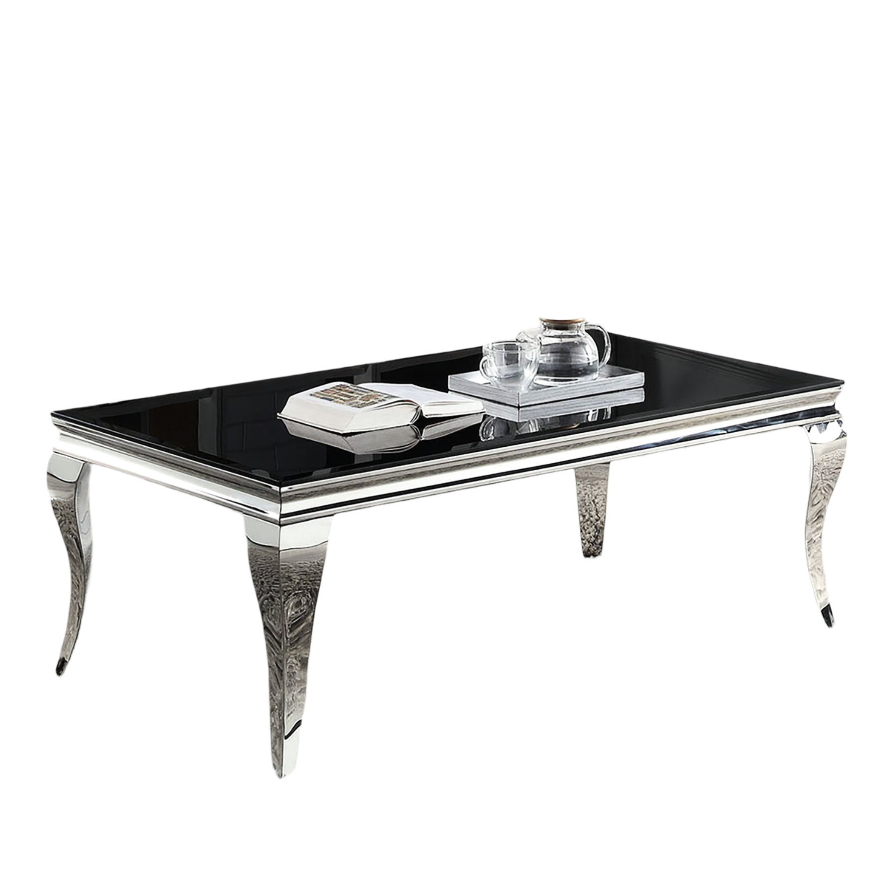 Rosdorf Park Modern Silver Stainless Steel Coffee Table With White ...