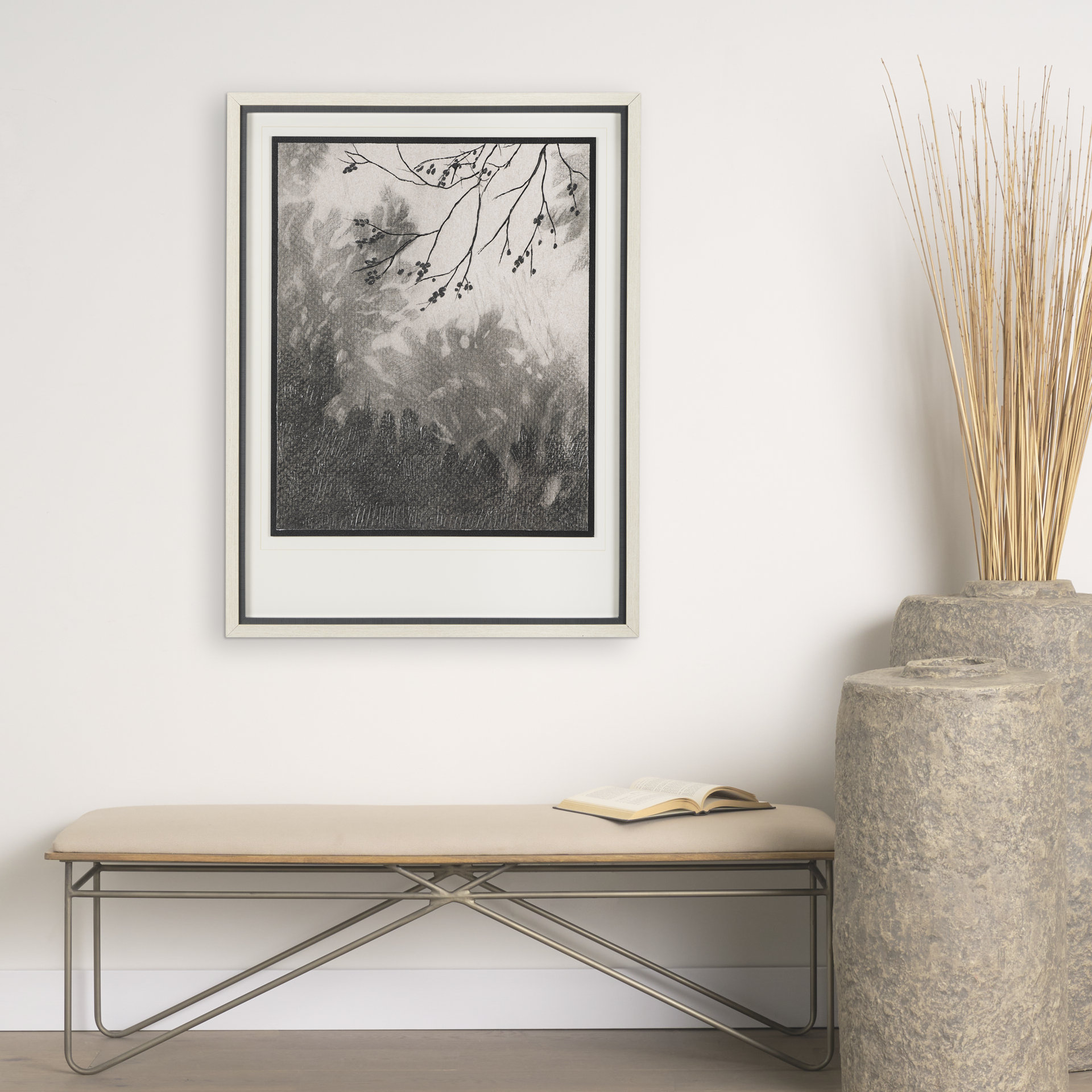 Wildon Home® Leafy Shade II Hand Embellished Framed Art Print | Wayfair