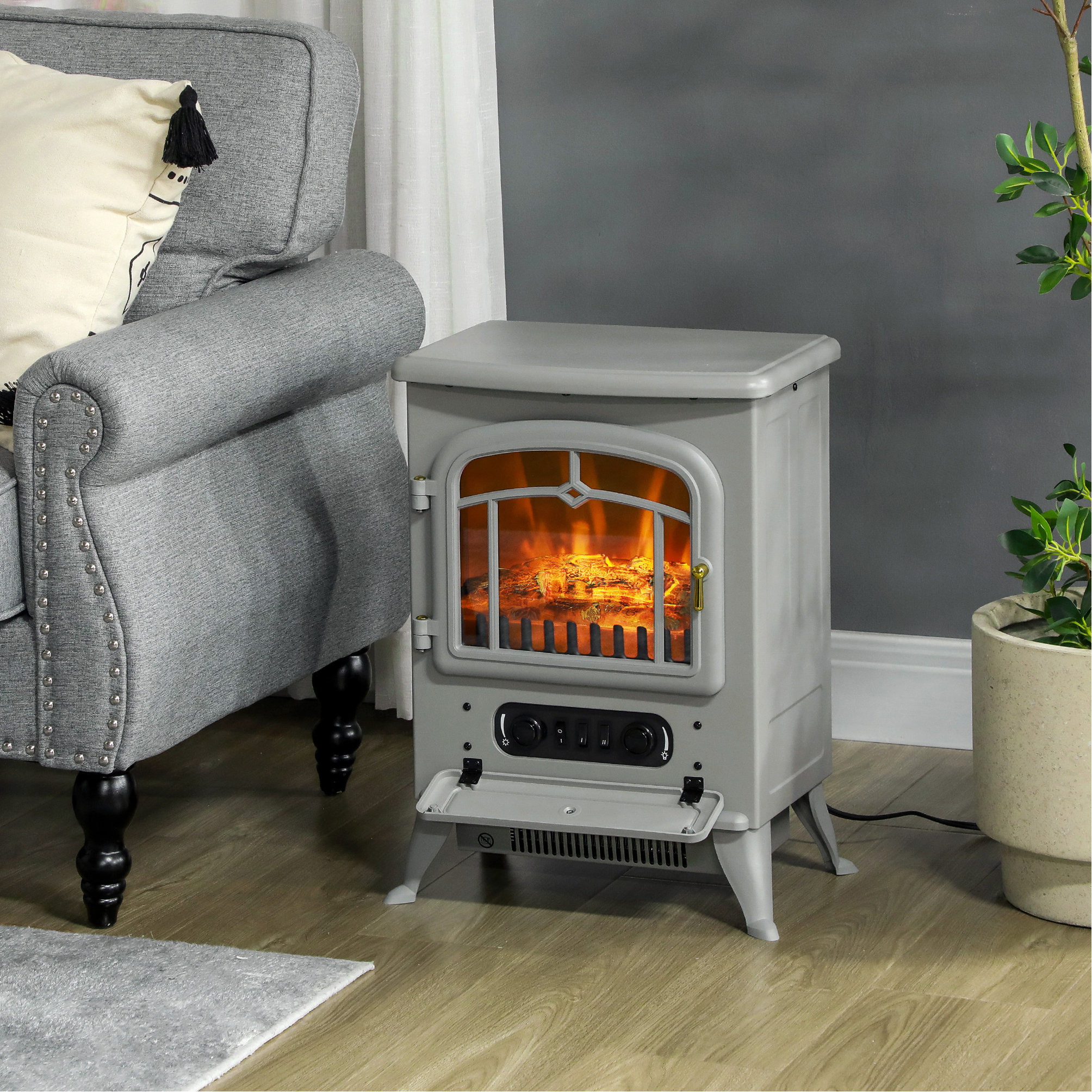 Symple Stuff 22" Electric Fireplace Heater, Freestanding Fire Place ...