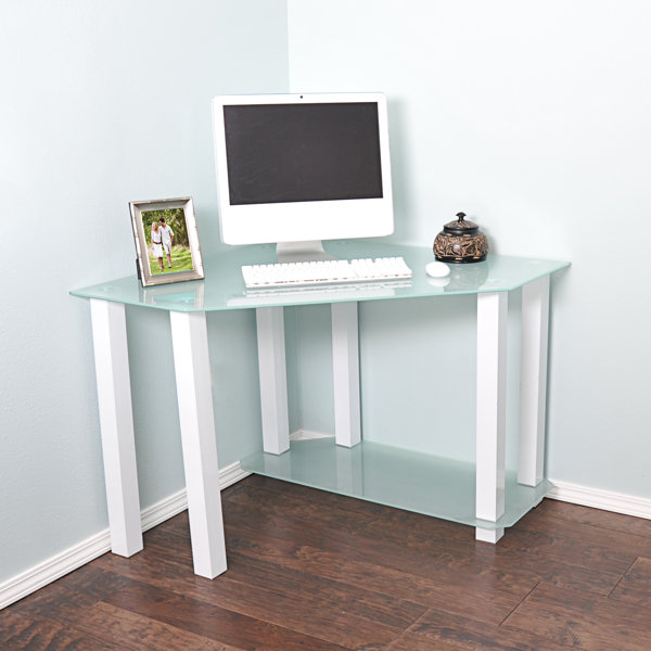 Ebern Designs Chattanooga Glass Corner Desk & Reviews | Wayfair