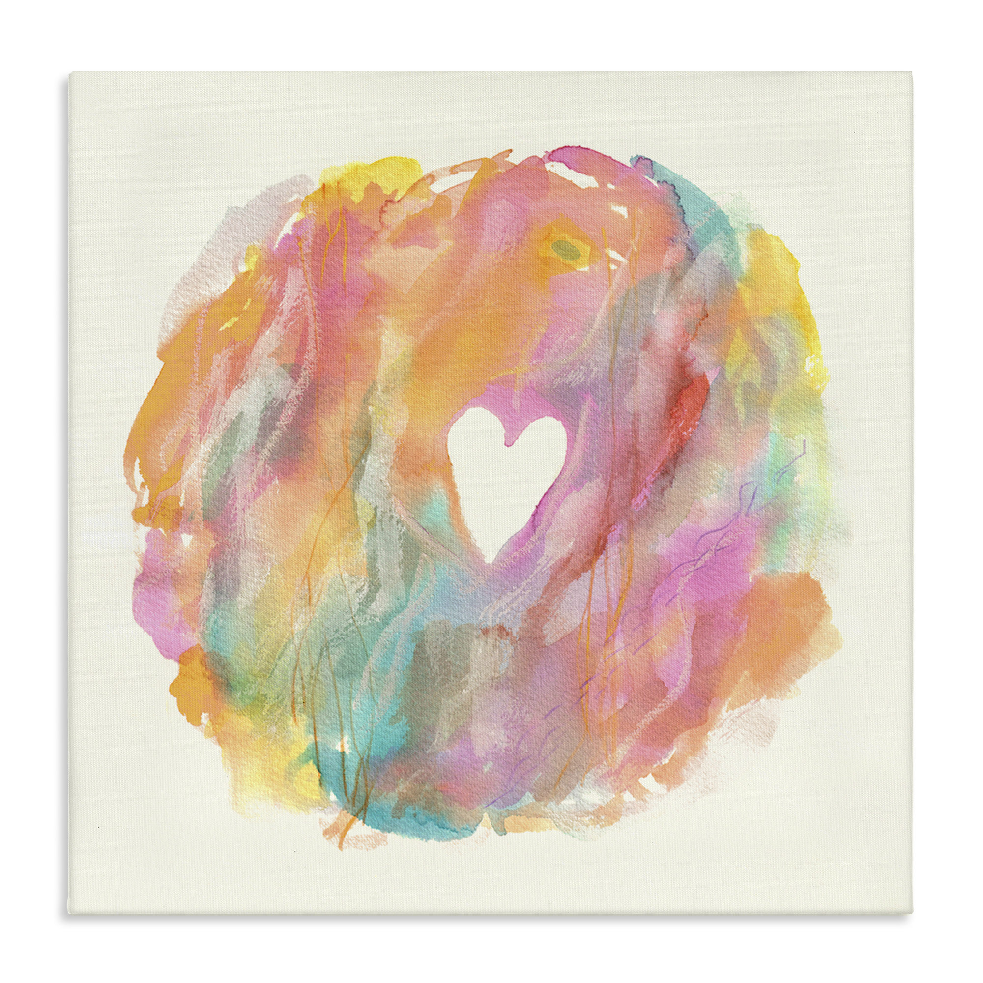 Stupell Industries Abstract Heart Shape Fluid Mixed Pastels Painting by ...
