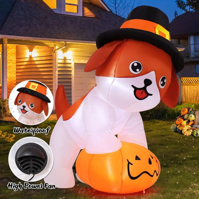 The Holiday Aisle® 5.2 FT Thanksgiving Outdoor Inflatables Dog | Wayfair