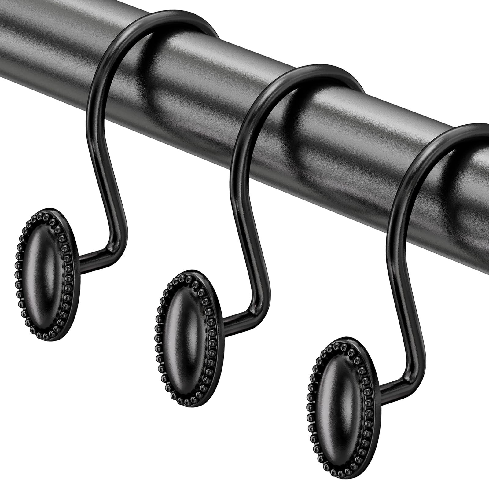 Passetas 12PCS Rust Proof Shower Curtain Rings, Decorative Modern ...