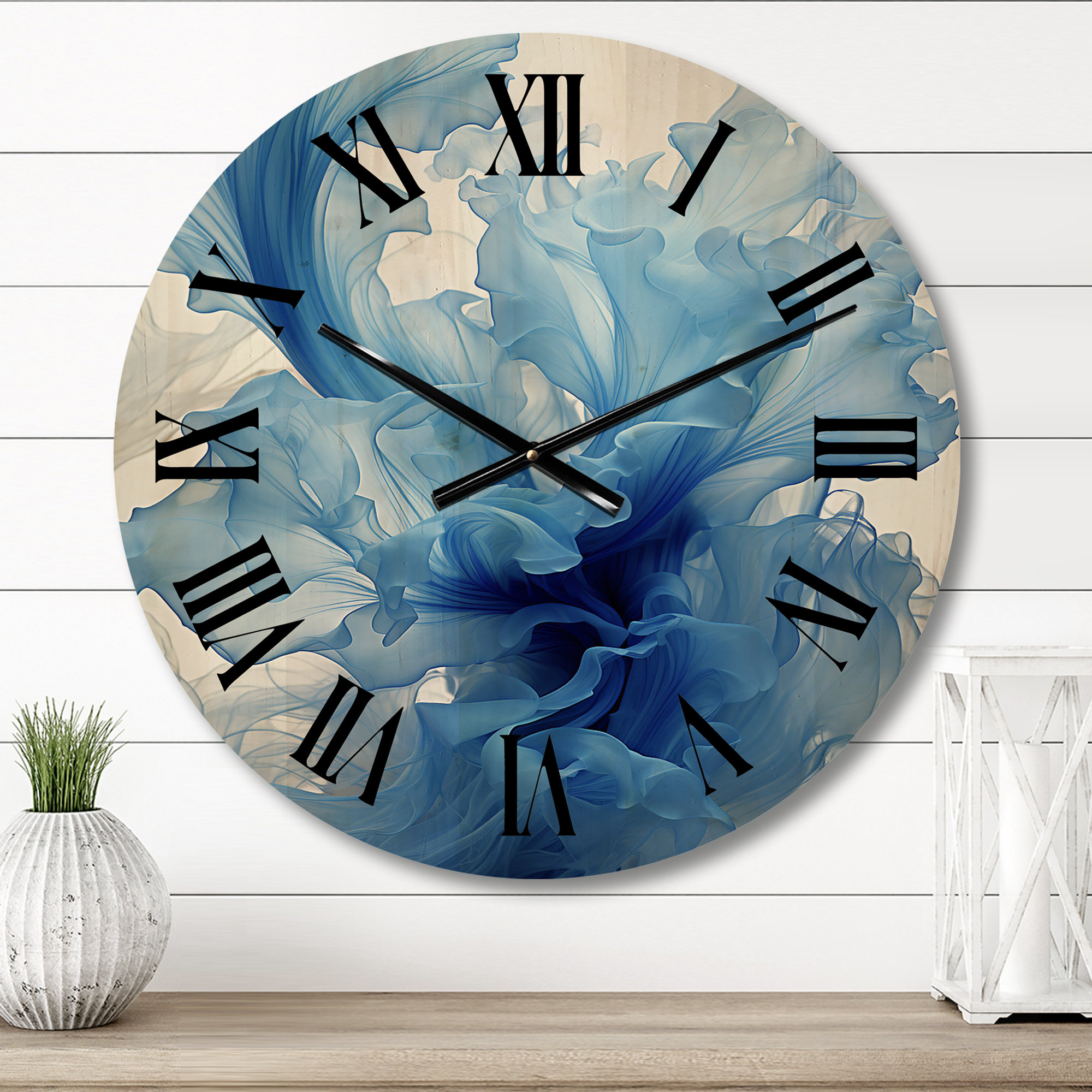 East Urban Home Liquid Purity ink Wave Abstract in Shades of Blue ...