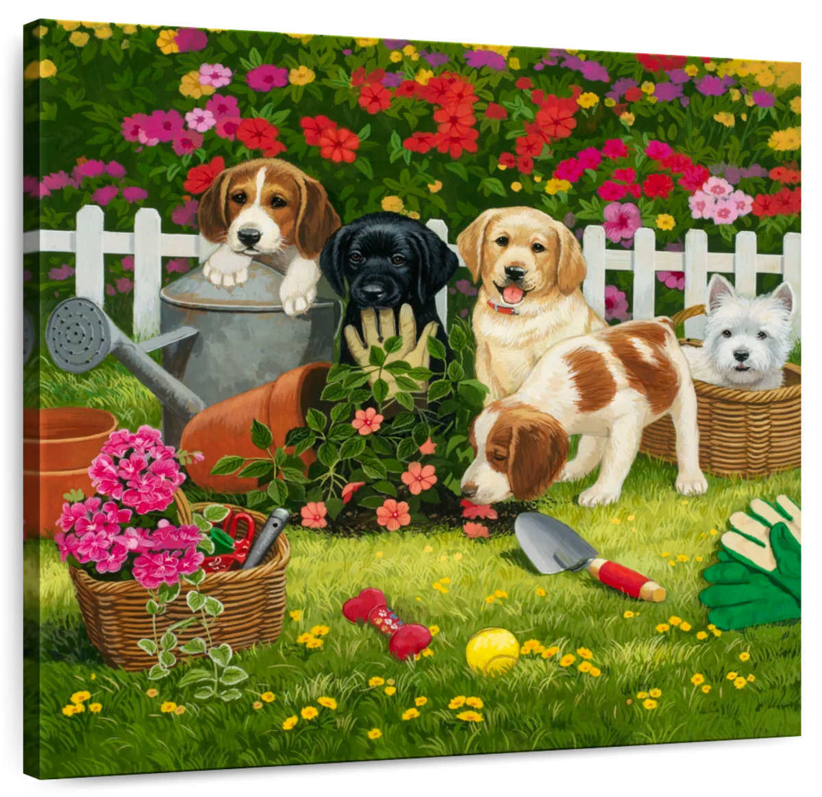 Ebern Designs Crowle Garden Puppies | Wayfair