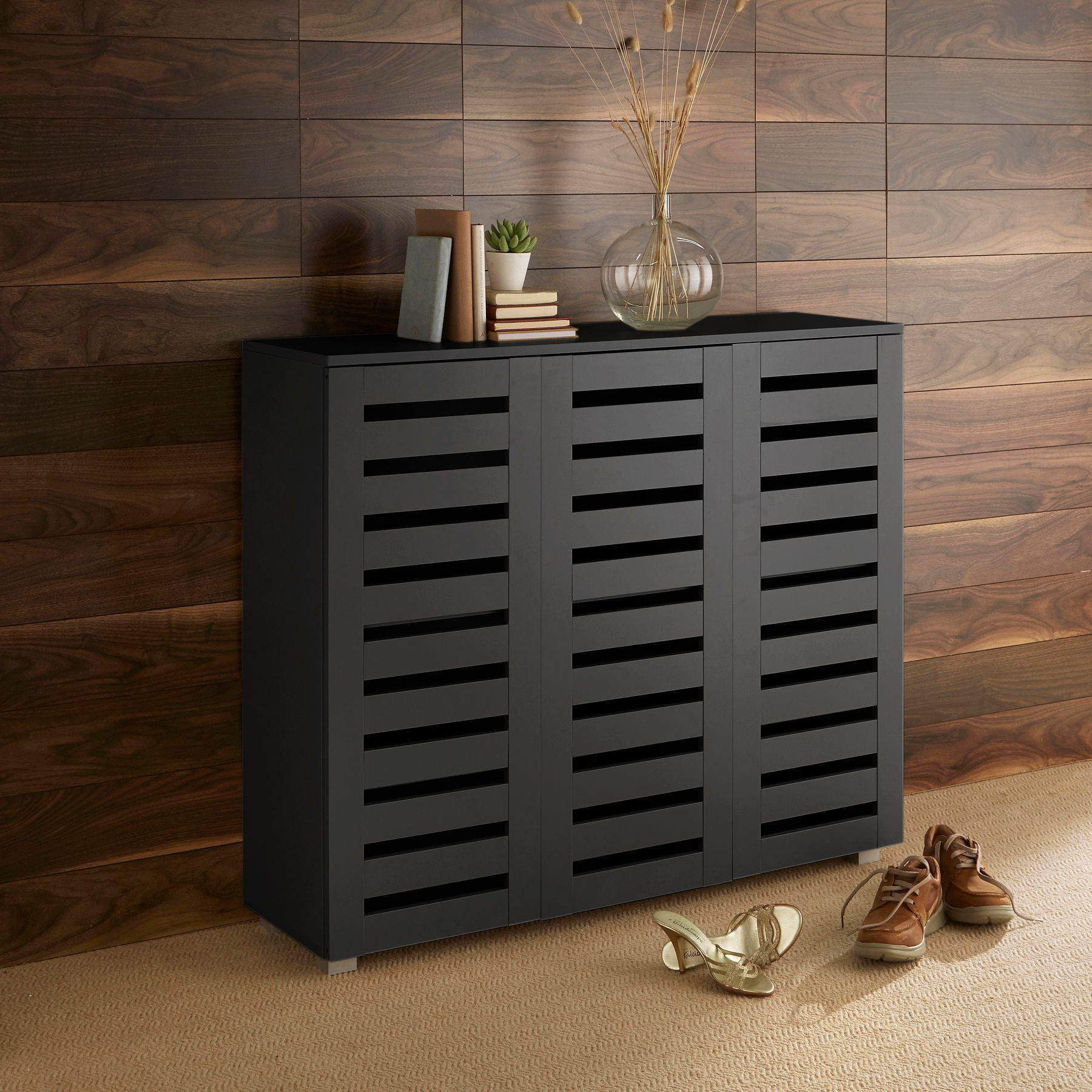 17 Stories Oslo Large 3 Door 15 Pair Hallway Shoe Storage Cabinet ...