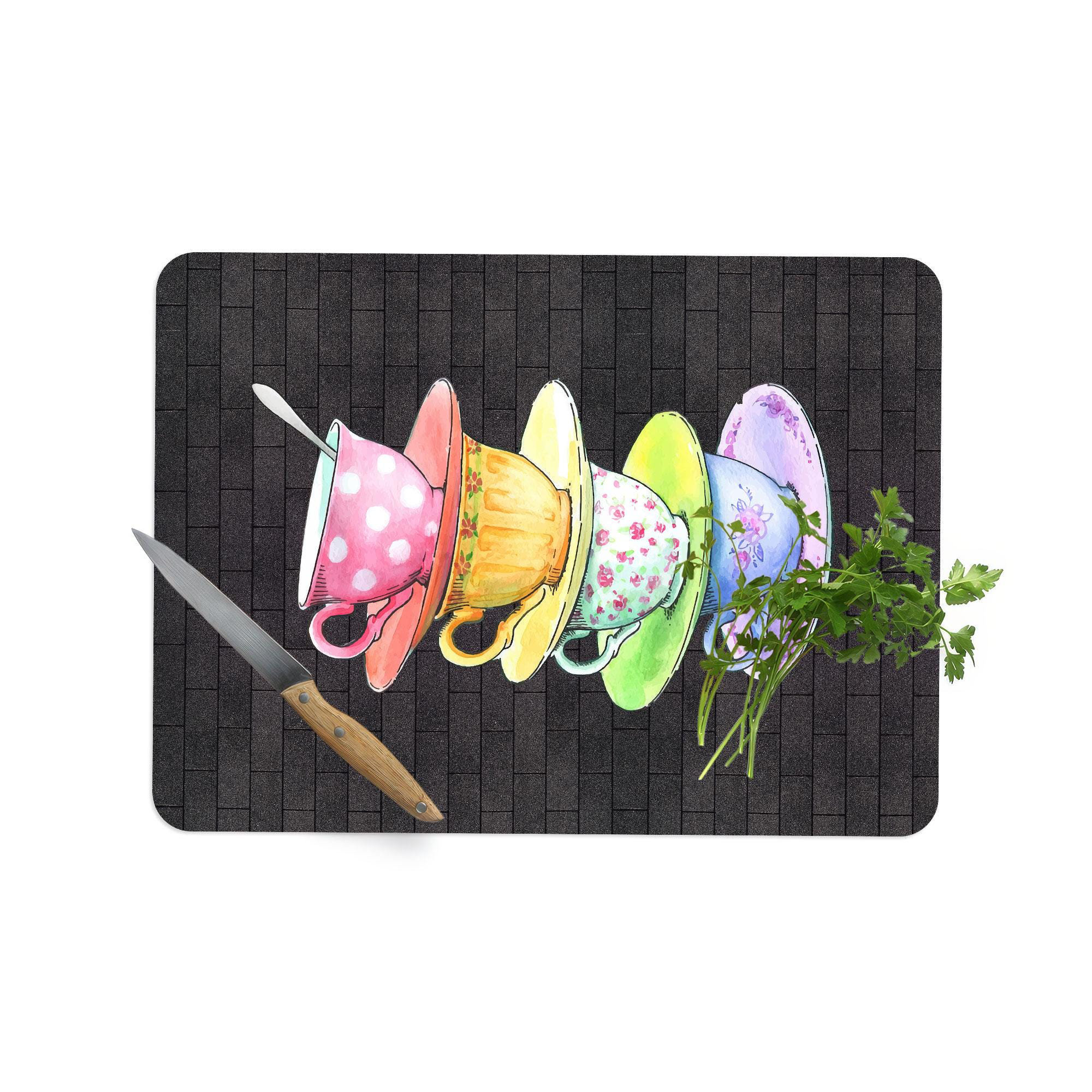 kayra export Glass Chopping Board Featuring a Vivid Depiction of Four ...