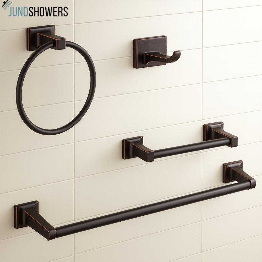 Juno Showers Juno 4-Piece Oil Rubbed Bronze Bathroom Accessory Set ...