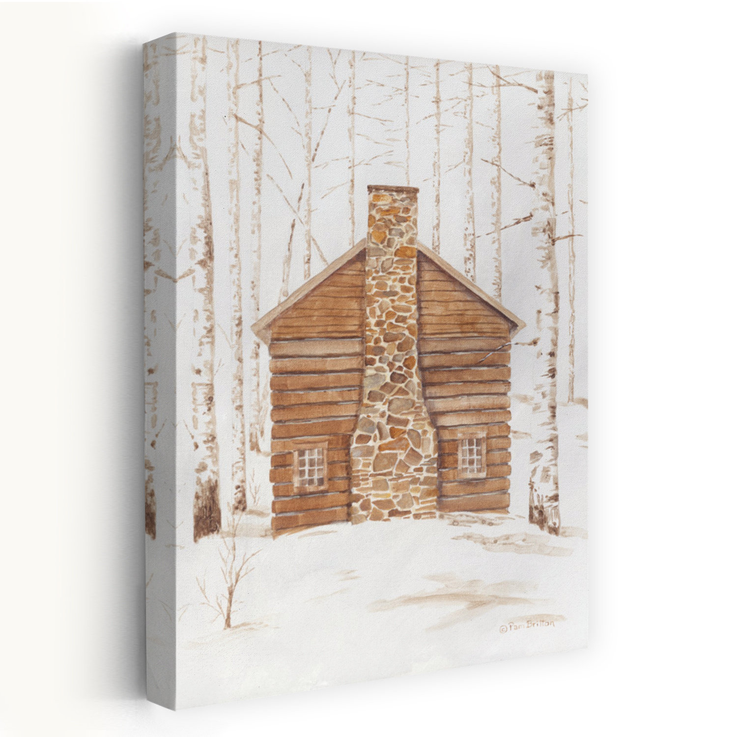 Union Rustic Wintery Cabin Abstract Birch Winter Landscape Art | Wayfair