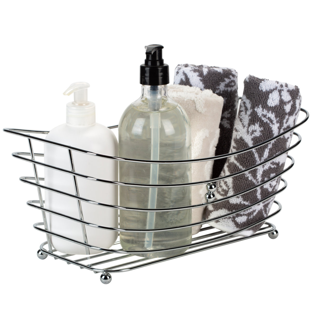 Simplify Wire Towel Basket With Chrome Ball Feet | Wayfair