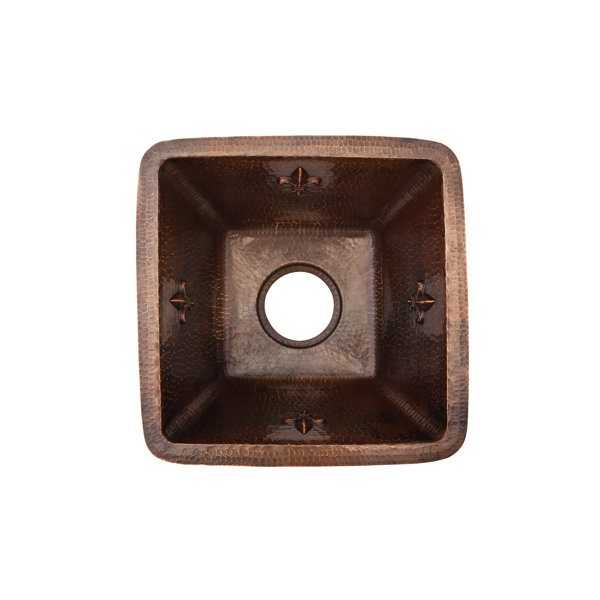Premier Copper Products 15" Square Fleur De Lis Copper Bar/Prep Sink w ...