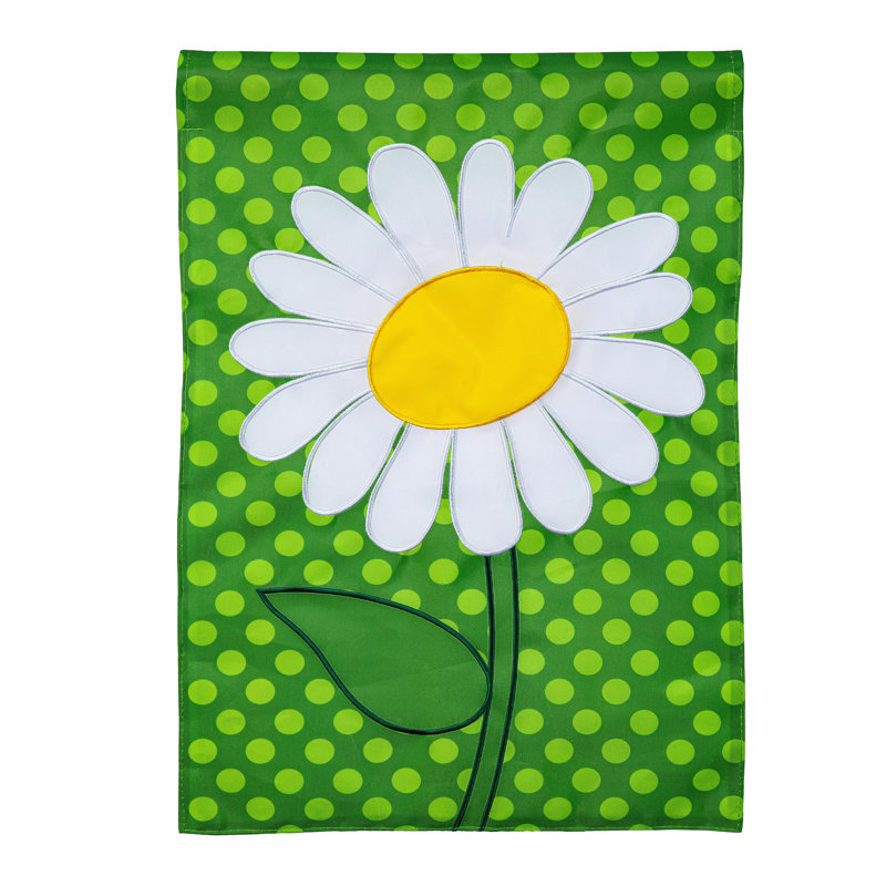 Ophelia & Co. White Daisy Basic Applique Garden Flag | Wayfair