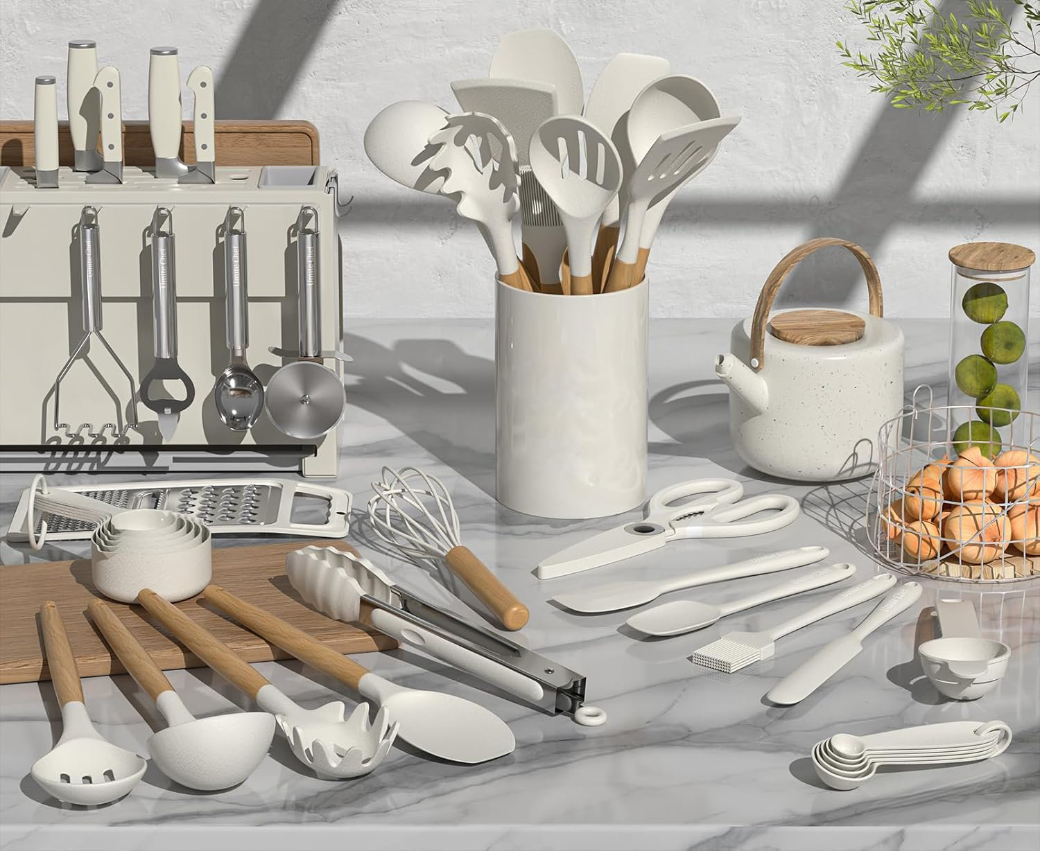 WKING 34-Piece Premium Kitchen Utensils Set With Grater, Tongs, Spoon ...