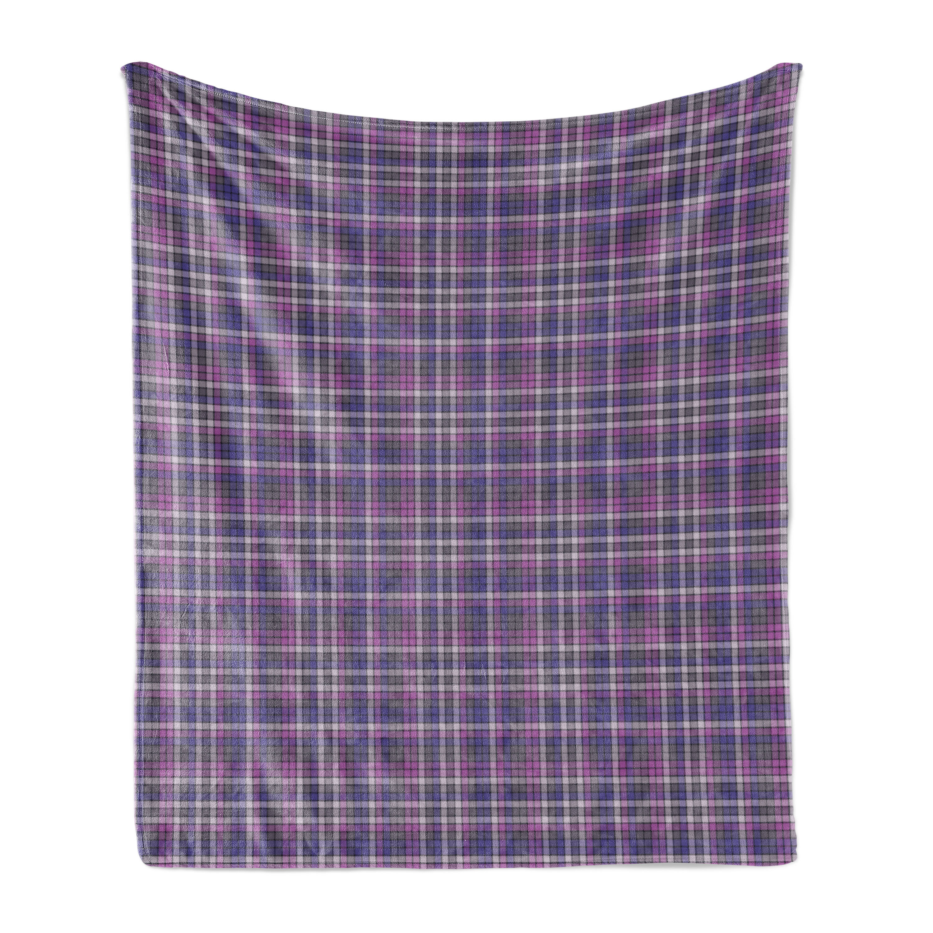 Ambesonne Plaid Fleece Throw Blanket Monotone Checkered Inspired Violet ...