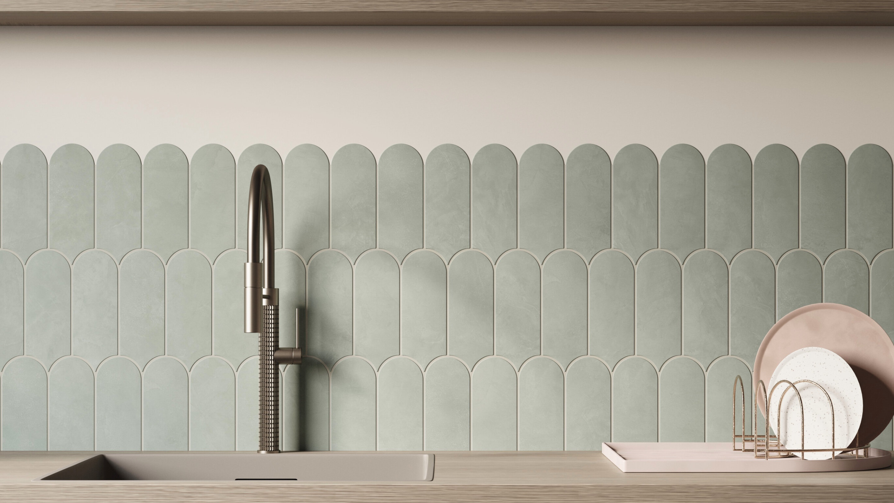 Soho Surfaces Allure Scale 3 in. x 8.5 in. Ceramic Elongated Fan Wall ...