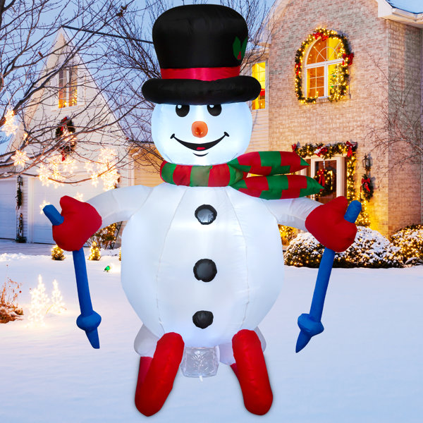 GOOSH Christmas Inflatable 5.6FT Ski Snowman outdoor Christmas ...