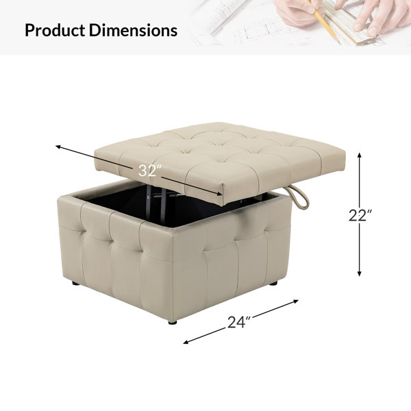 Latitude Run® Brezlynn 24" Wide Genuine Leather Tufted Standard Ottoman ...