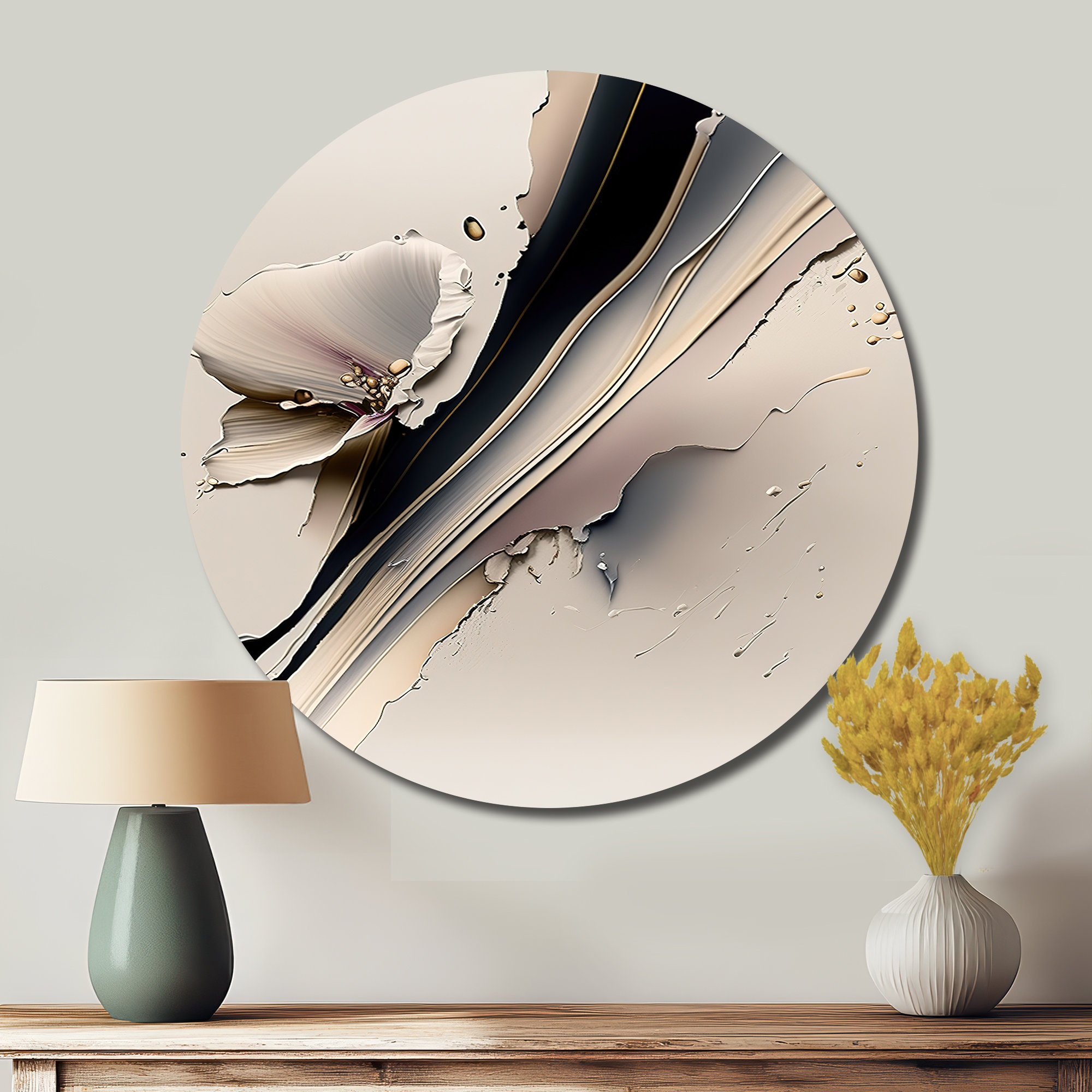 East Urban Home Beige Orchid Flowers Hyperrealistic IV - Floral Round ...