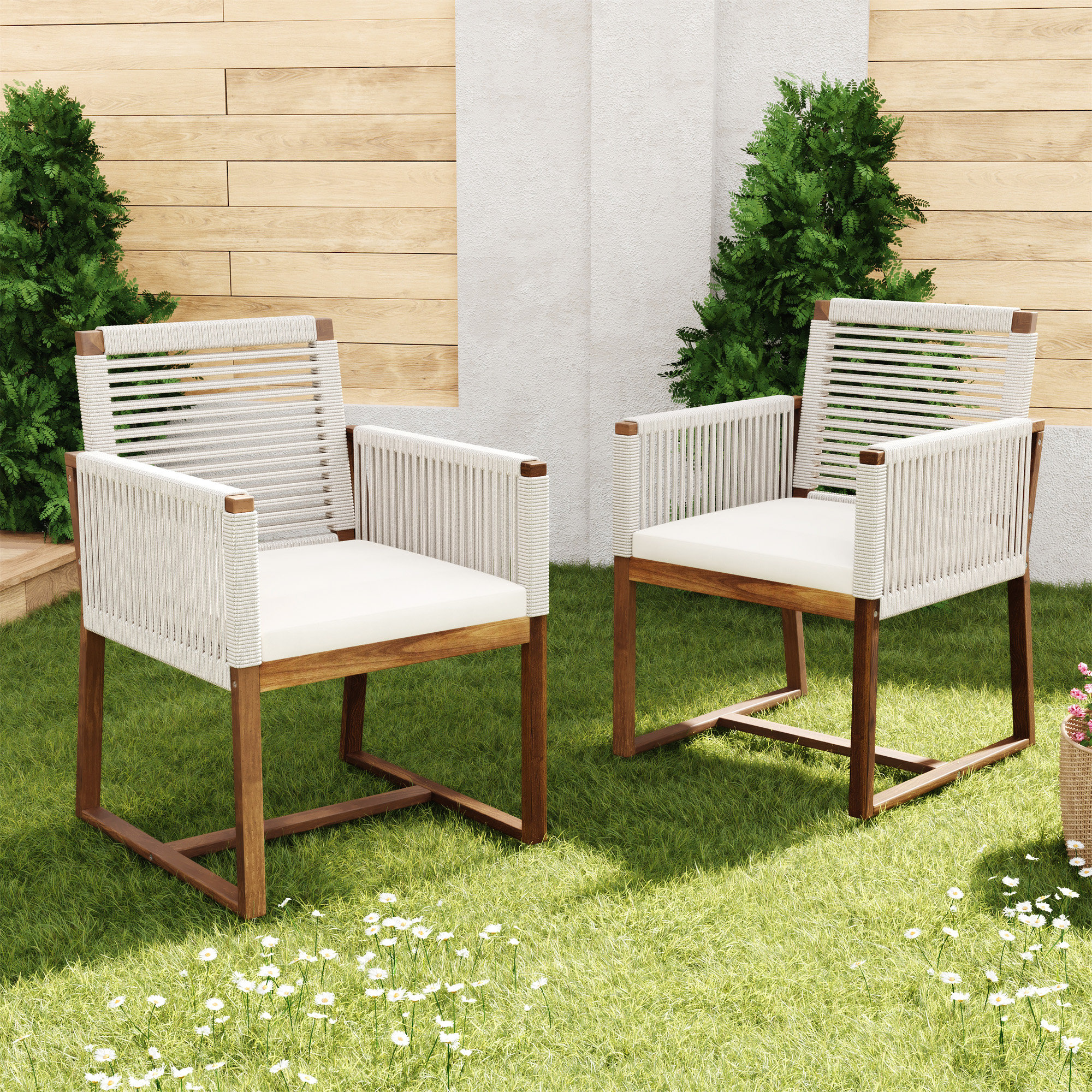 Dakota Fields Outdoor Dining Chairs Set Of 2 (Excluding The Table) | Wayfair
