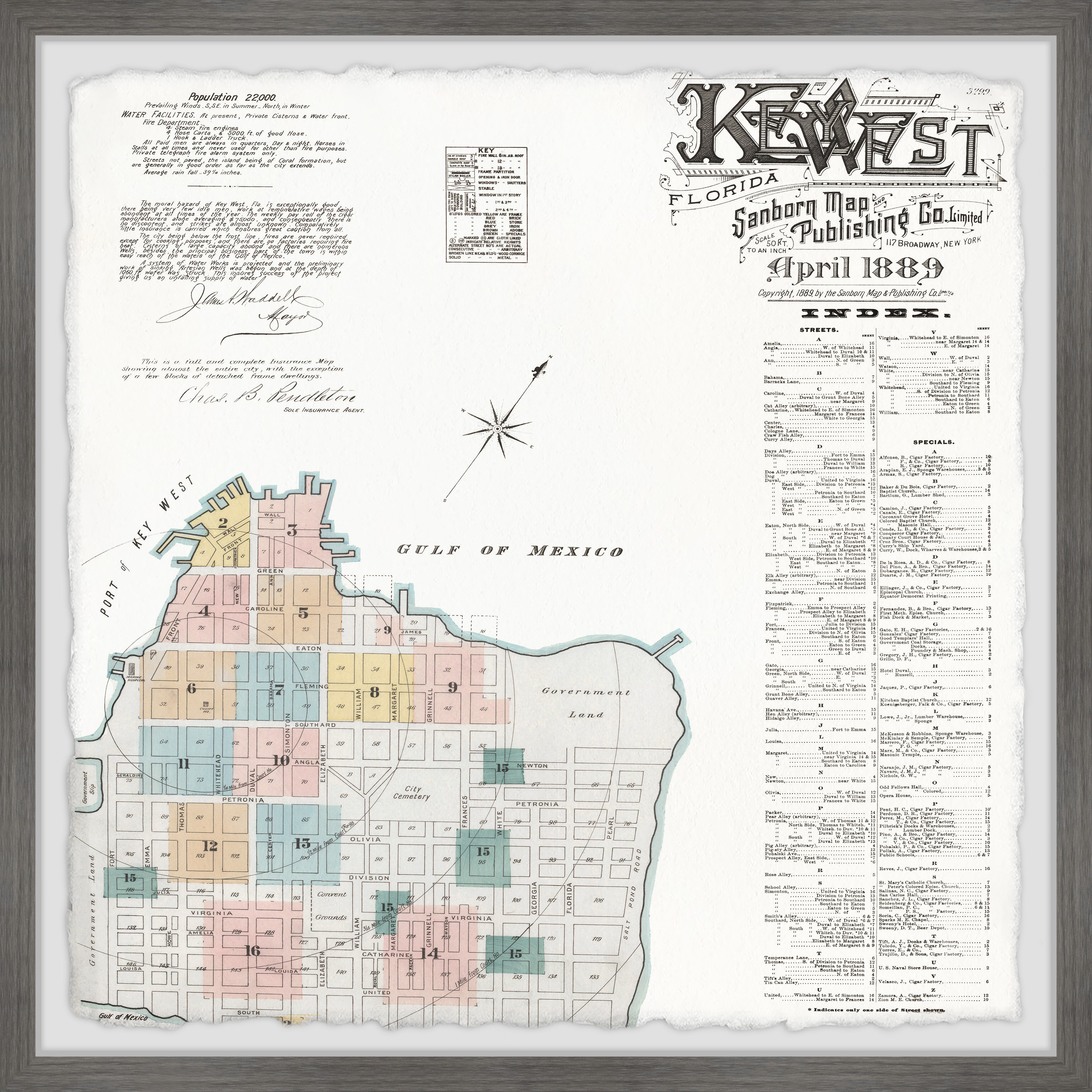 Williston Forge Vintage Map of the Key West - Picture Frame Graphic Art ...