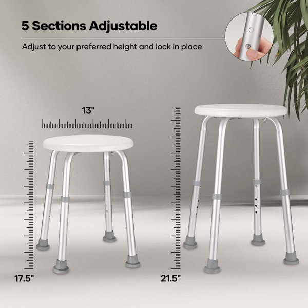 MaxKare Round Bath Shower Stool Adjustable Height Aluminium Shower ...