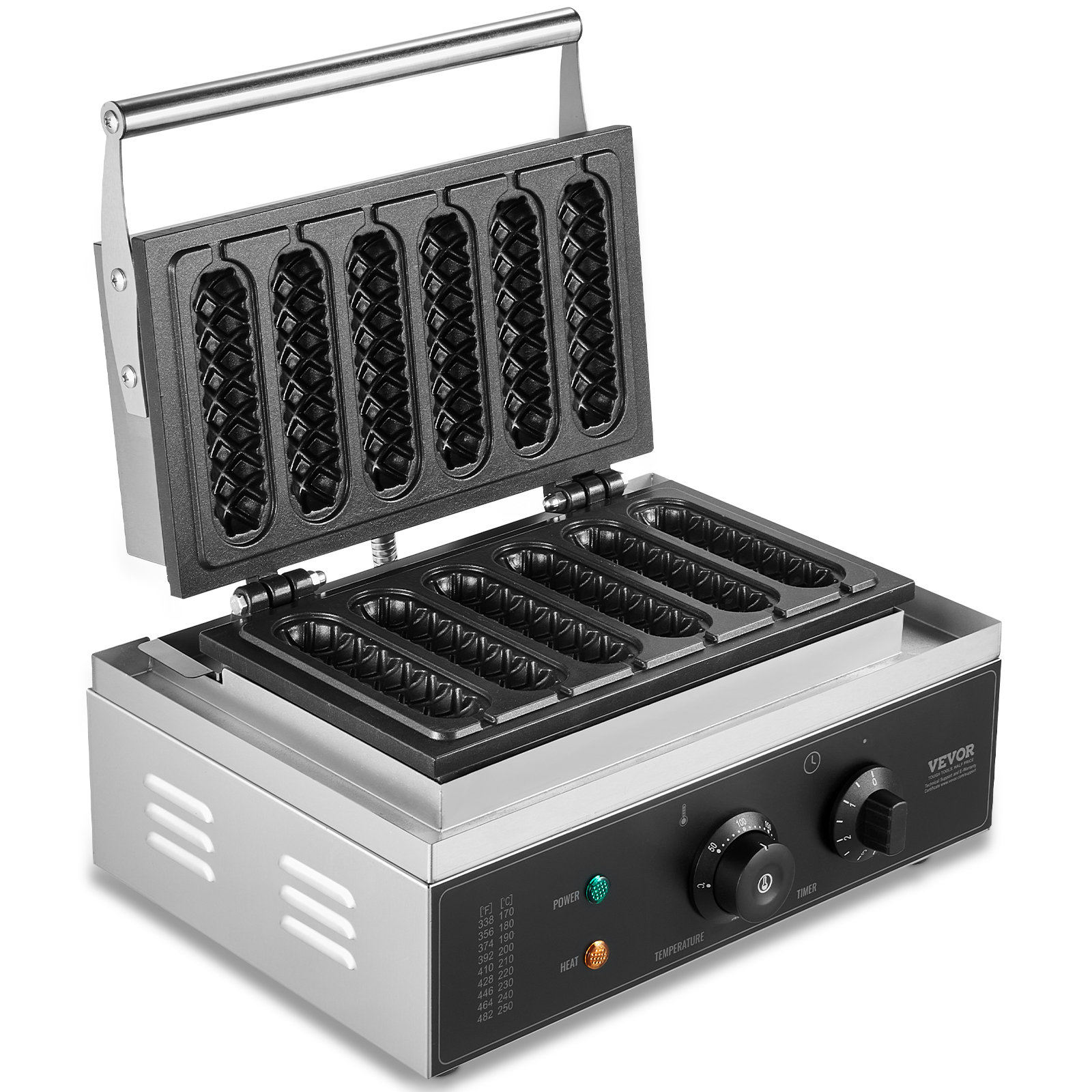VEVOR 6PCS Commercial Waffle Stick Maker Waffle Baker Hot Dog Waffle Iron 1500W | Wayfair