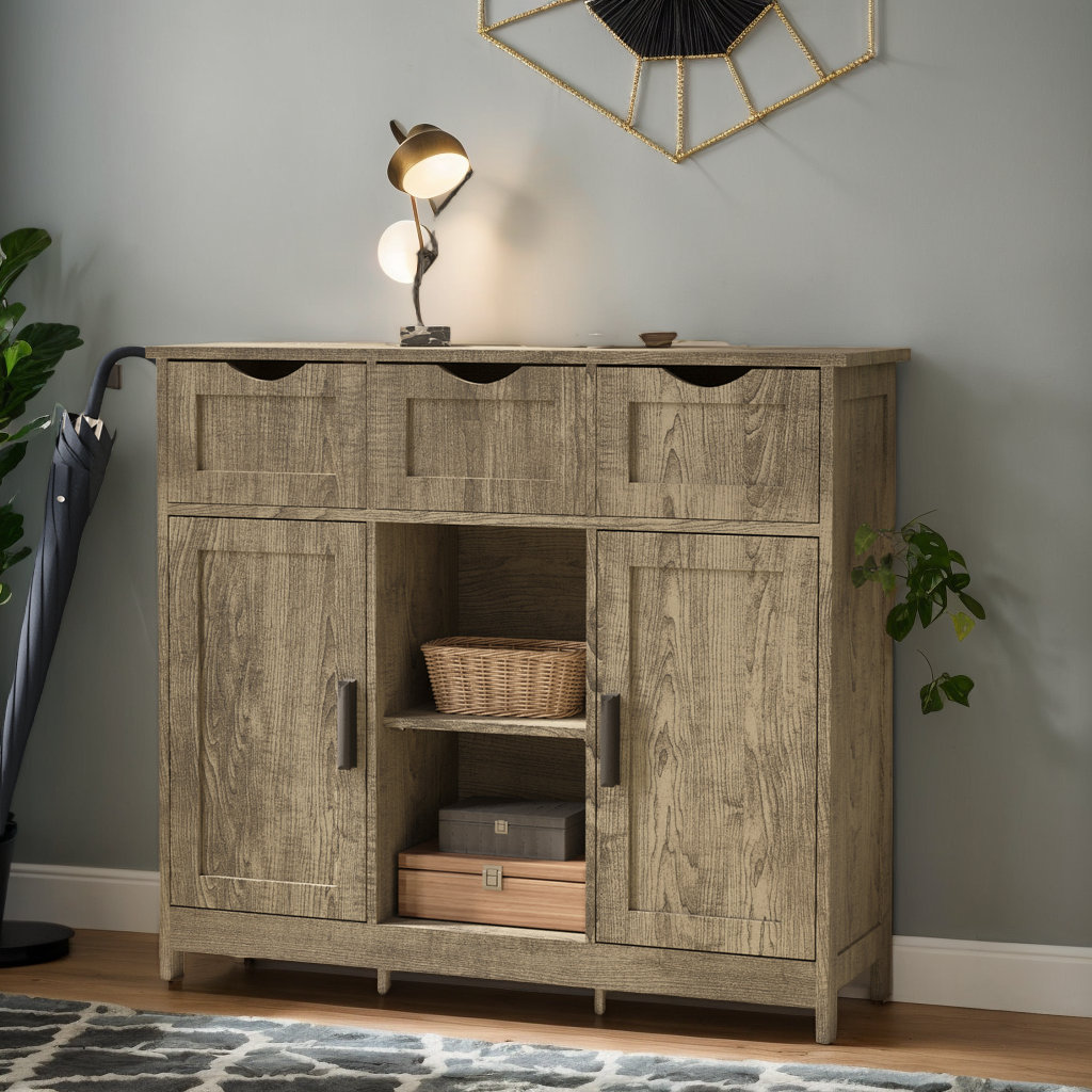 Millwood Pines 35.4'' Wide Storage Cabinet With Drawers And Shelves ...