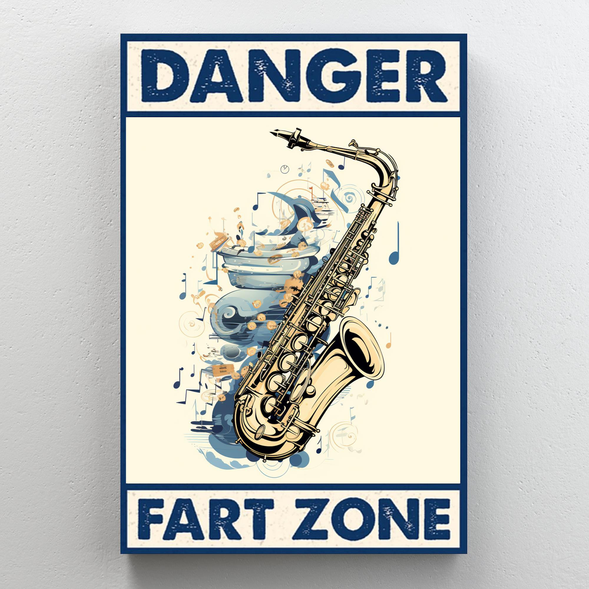 Trinx Saxophone Danger Fart Zone On Canvas Graphic Art | Wayfair