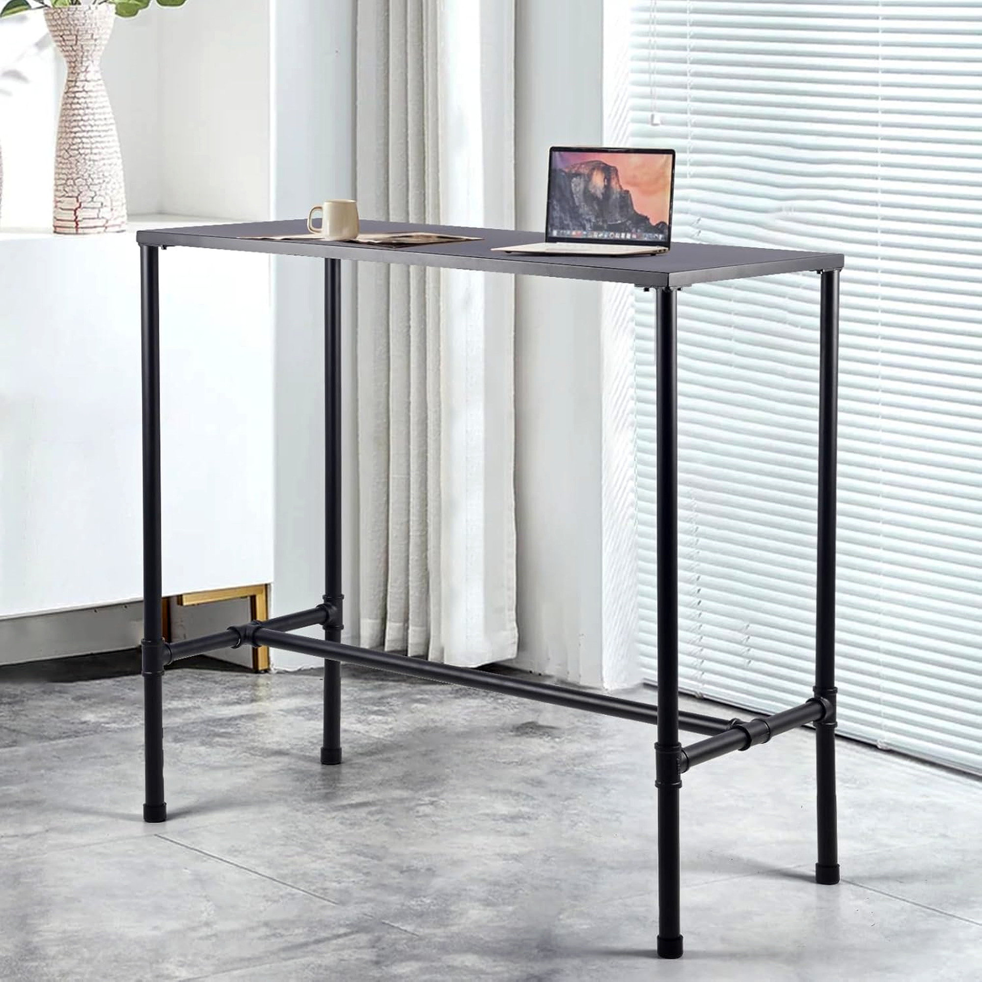 17 Stories Industrial Rectangle Bar Table Vintage Pipe Design Bistro ...