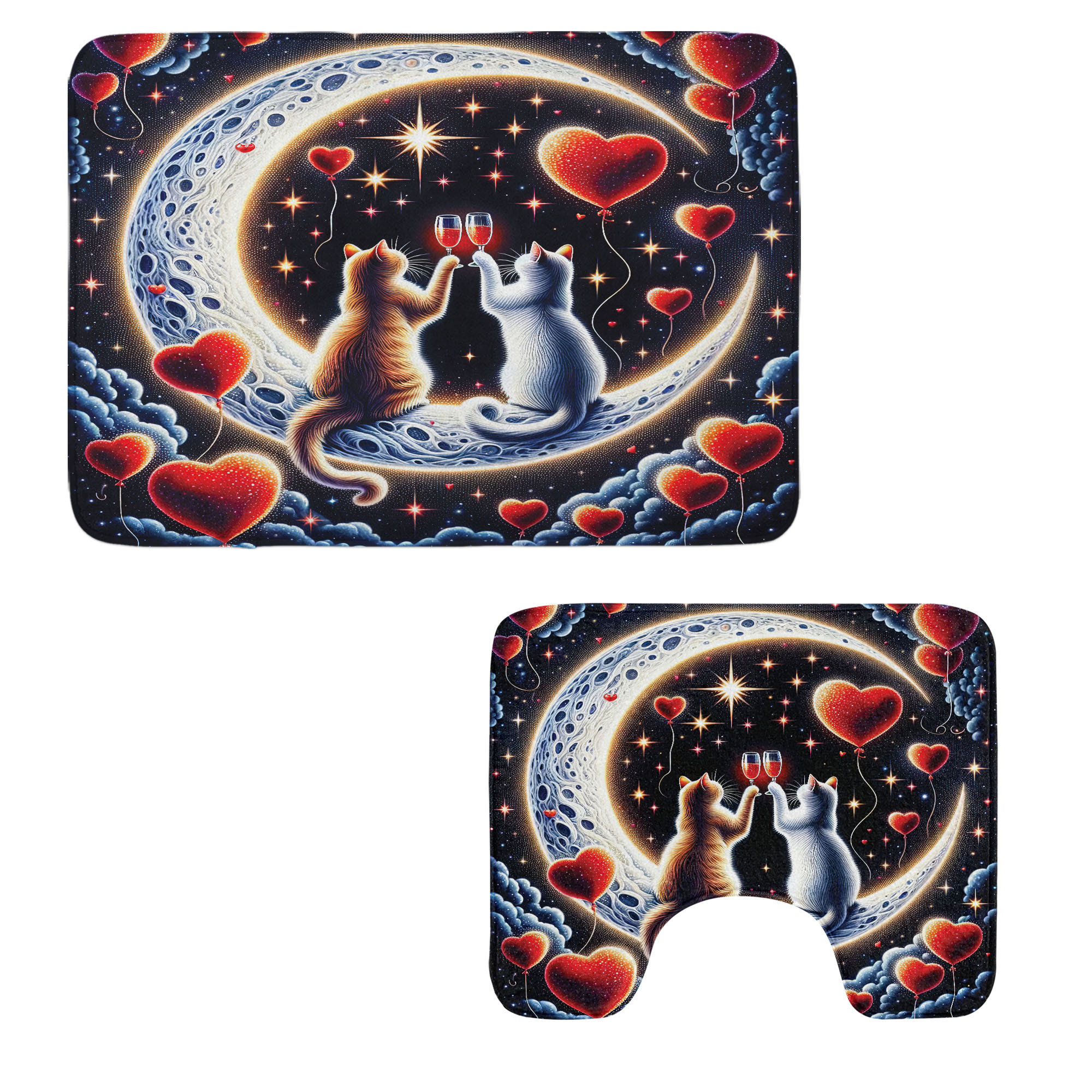 East Urban Home Cat Bathroom Rug Set 2 Pieces Rectangle & Contour Mats ...