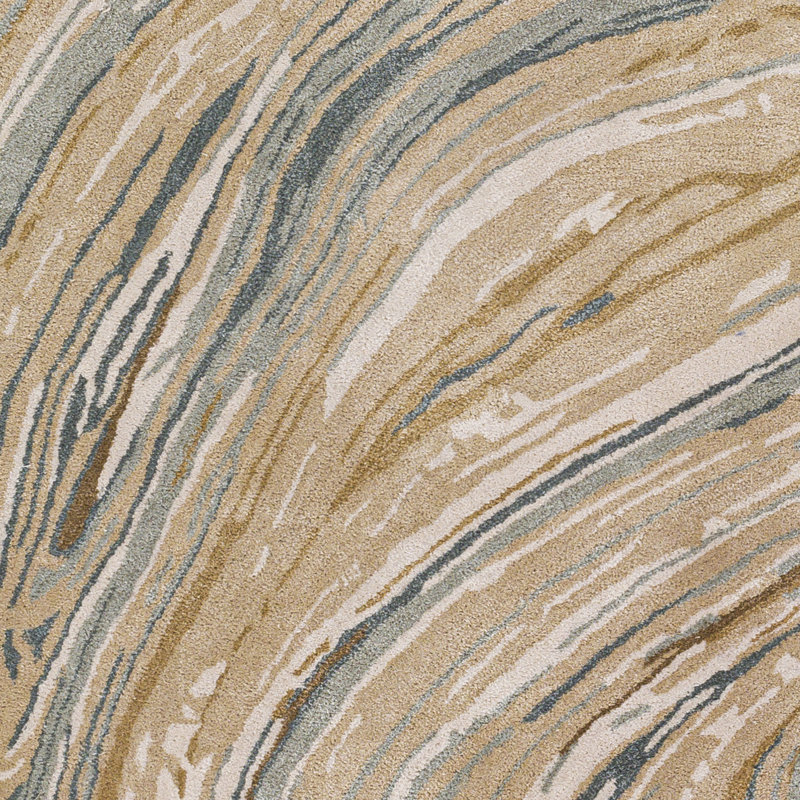 Etta Avenue™ Samantha Abstract Handmade Tufted Wool Camel/Teal Area Rug ...