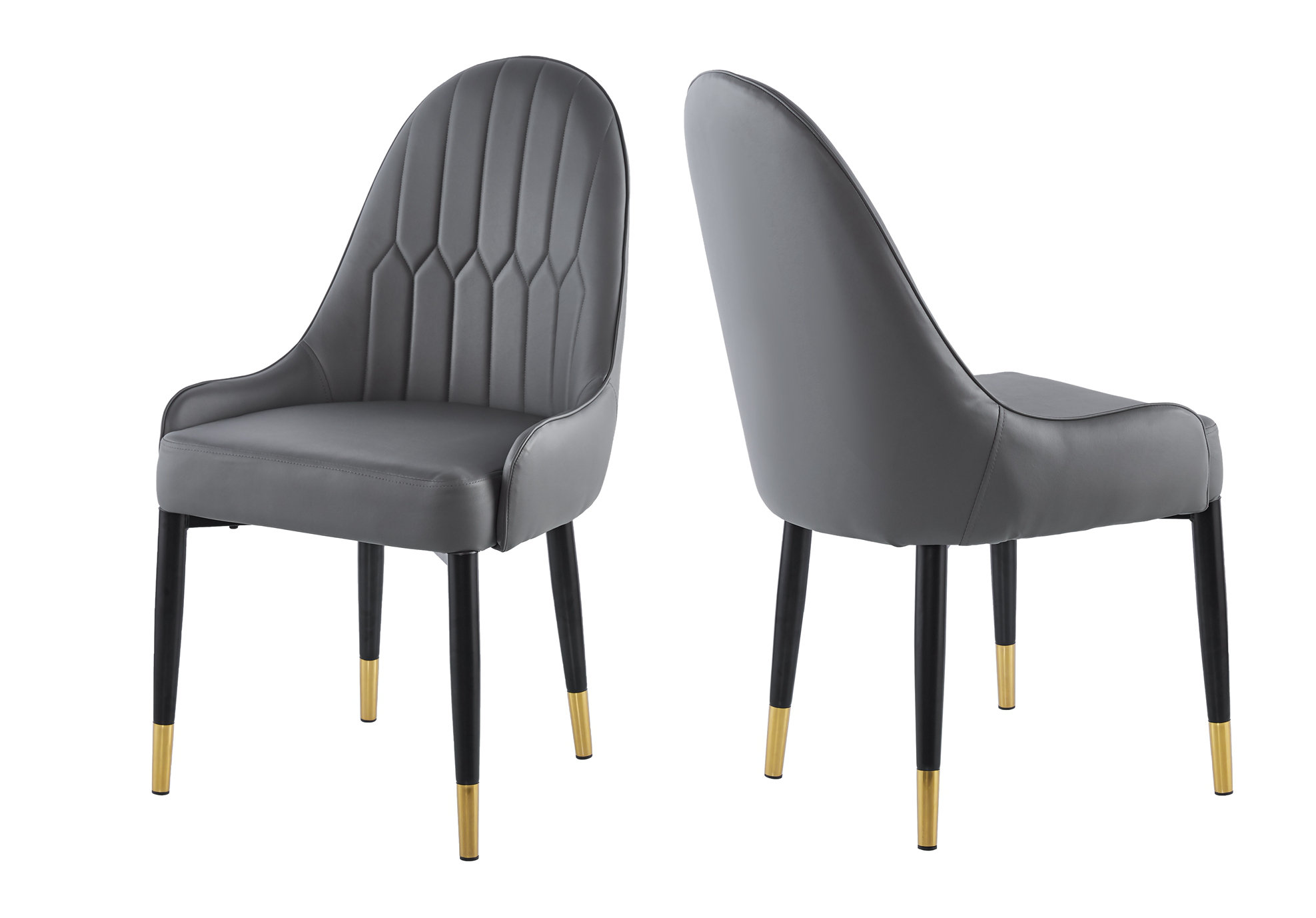 Everly Quinn Modern Leather Dining Chair Set of 2, Upholstered Accent ...