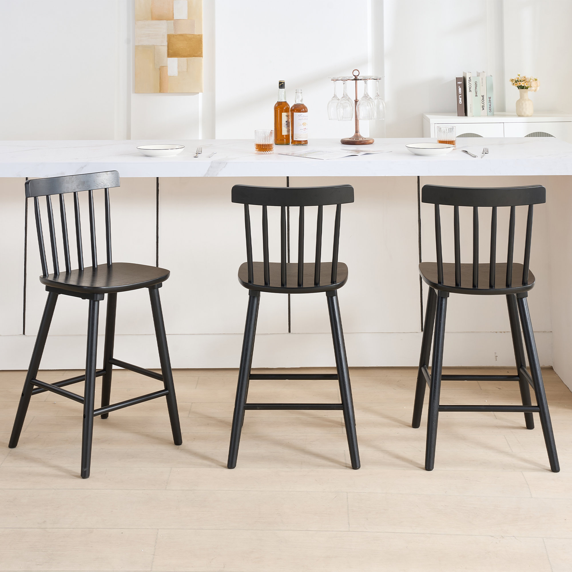 Gracie Oaks Solid Wood Counter Stool Bar Stool | Wayfair