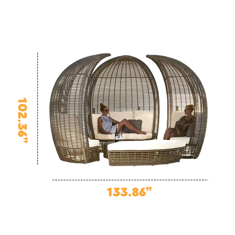 Zalap 133W PE Wicker Outdoor Patio Daybed | Wayfair