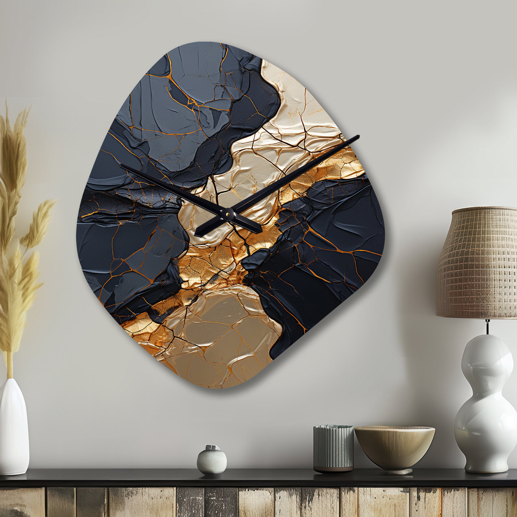 Design Art Minimalism Chrome Gold And Black Potteries II - Abstract ...