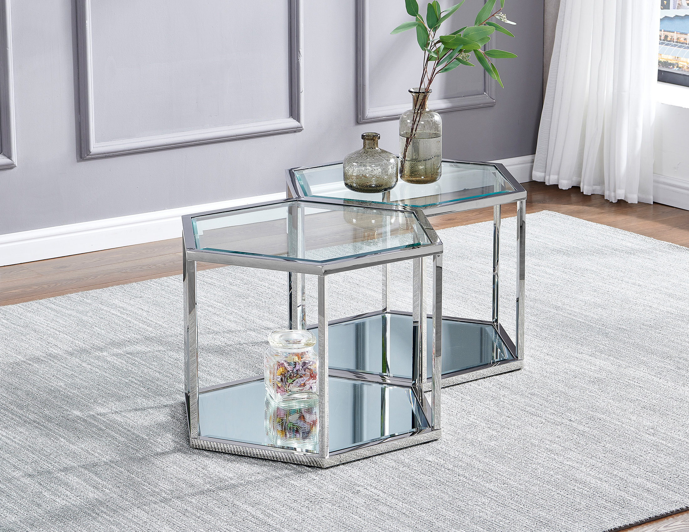 Mercer41 Rine Frame 2 Bunching Tables with Storage | Wayfair