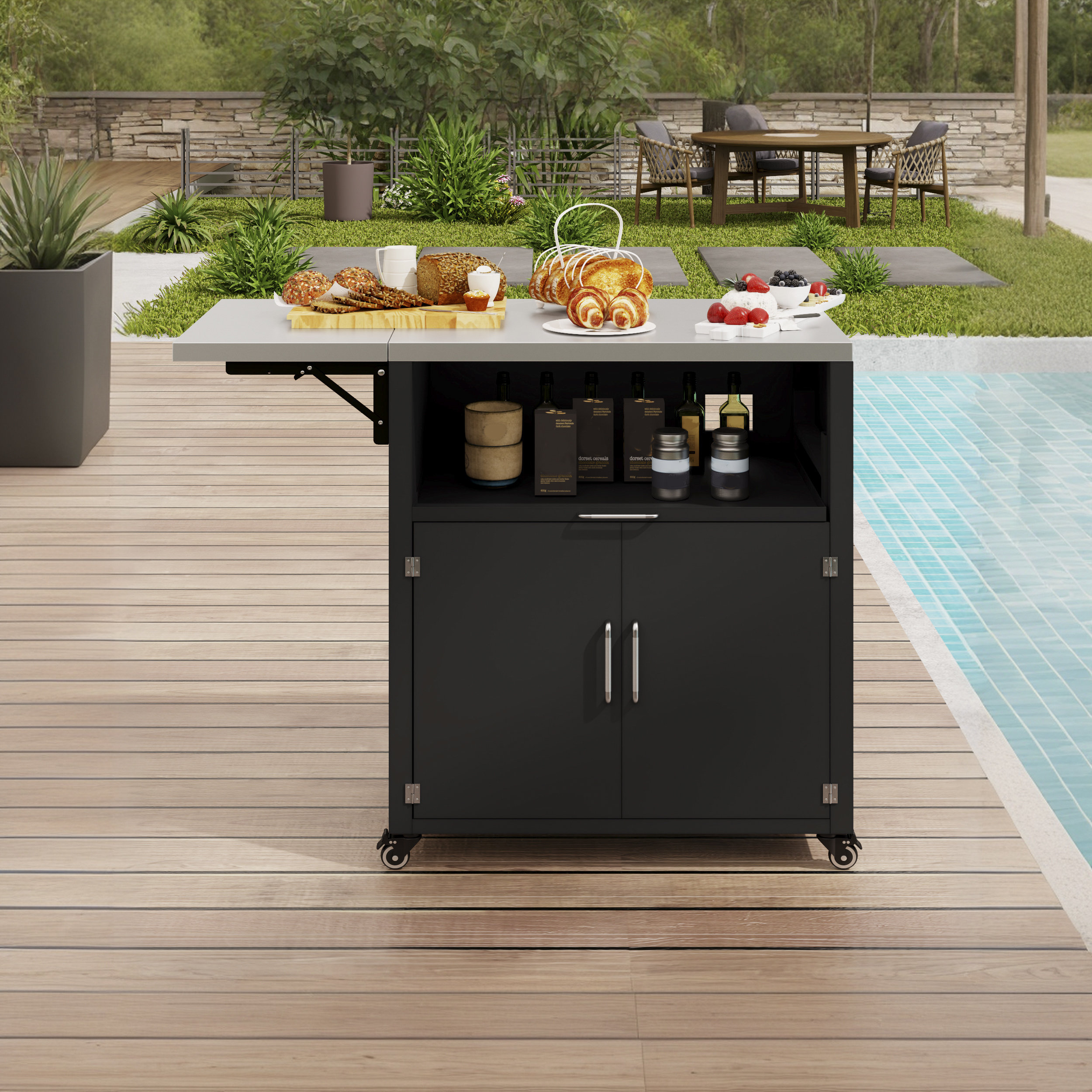 Latitude Run® Versatile Outdoor Cabinet With Folding And Extendable ...