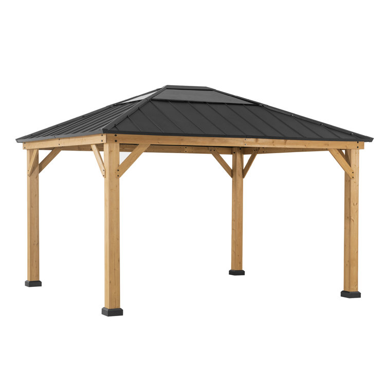 Dakota Fields SUNJOY 3.3x3.9m Patio Cedar Wood Gazebo With Steeland ...