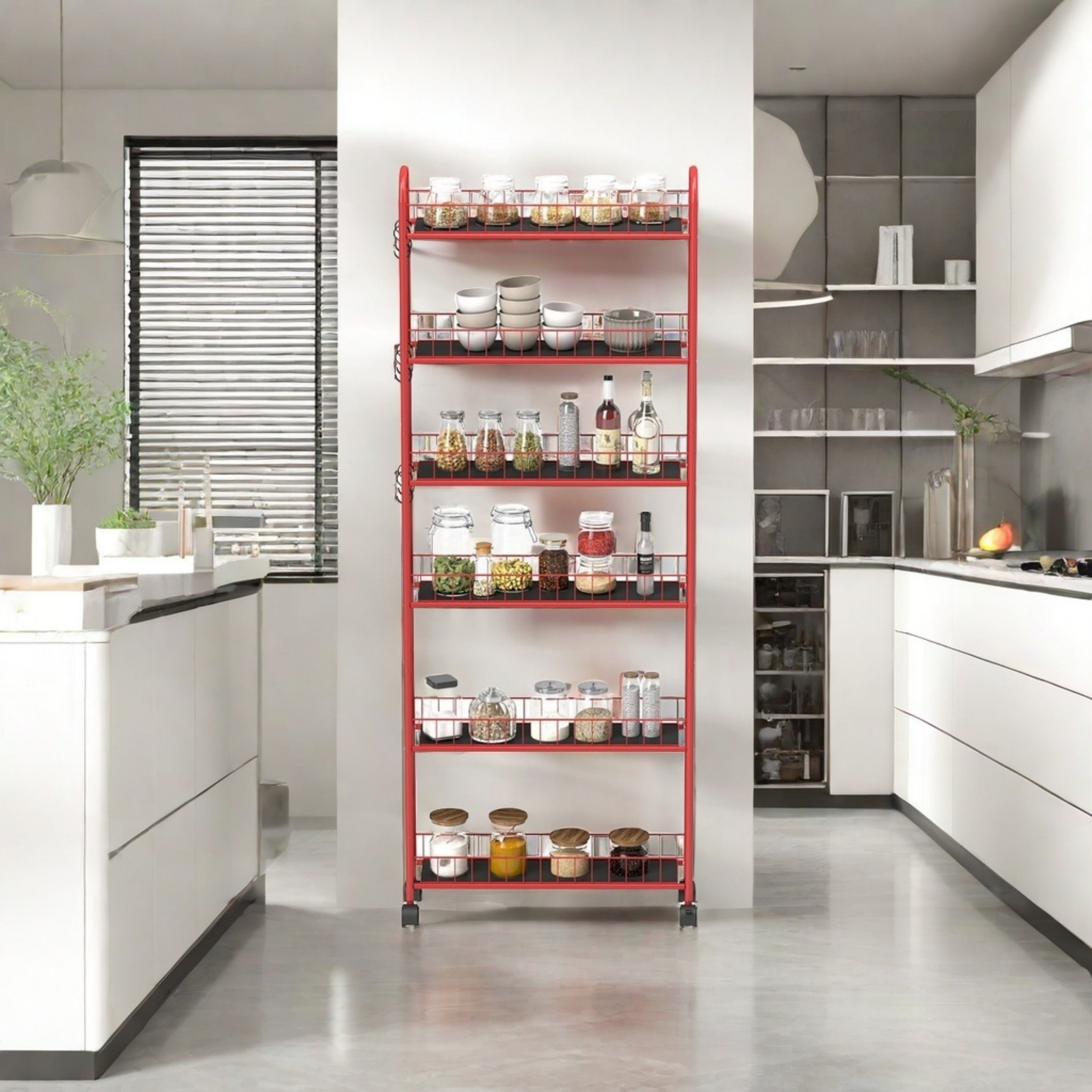 Rebrilliant 6-tier Rolling Cart, Gap Kitchen Slim Slide Out Storage ...